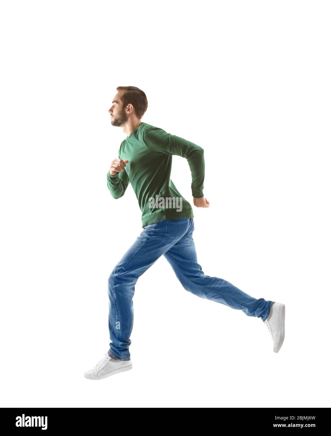 Man in jeans running Cut Out Stock Images & Pictures - Alamy