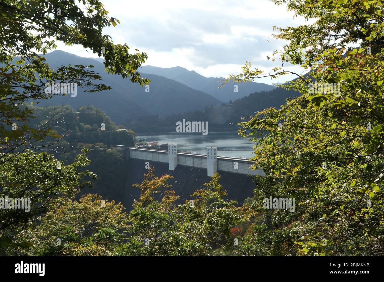 Ogouchi Dam at Lake Okutama, water reservoir, Ishikawa prefecture ...