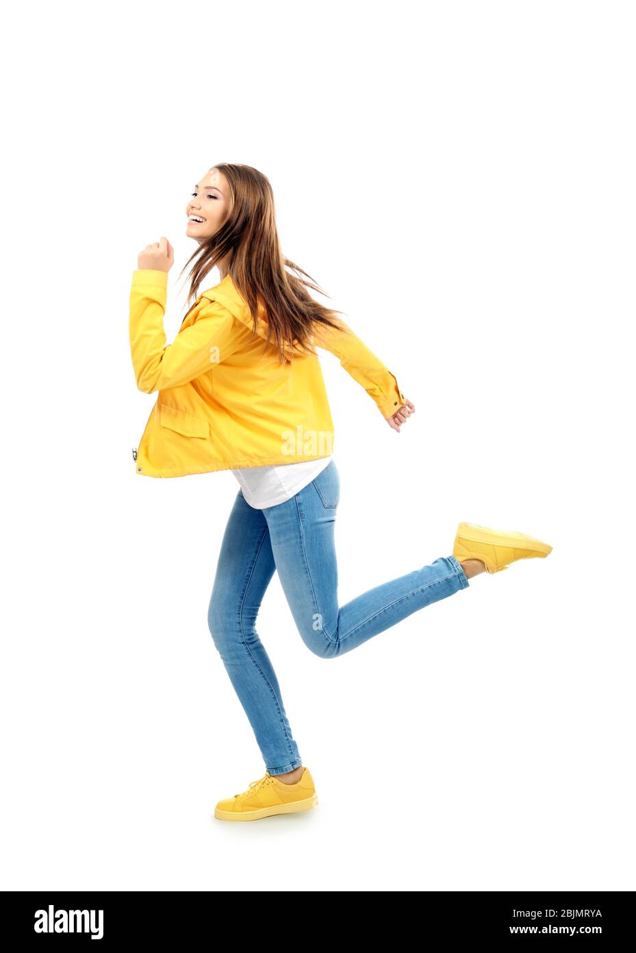 Attractive caucasian woman running on Cut Out Stock Images & Pictures ...