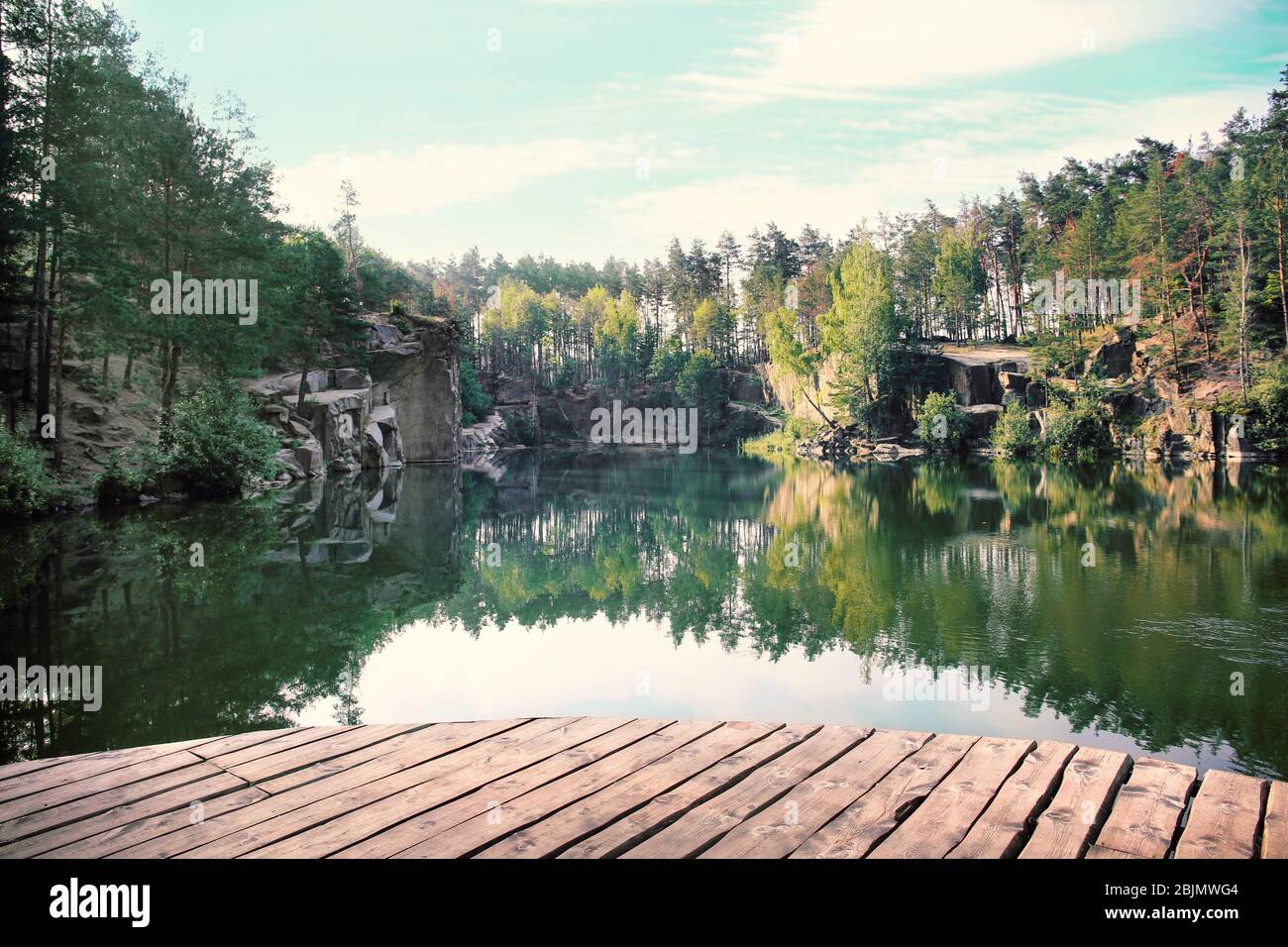 Beautiful landscape with lake Stock Photo - Alamy