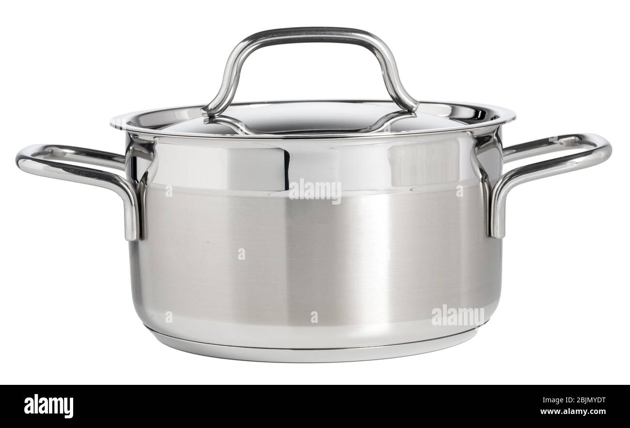 Stainless steel saucepan isolated on white background Stock Photo - Alamy