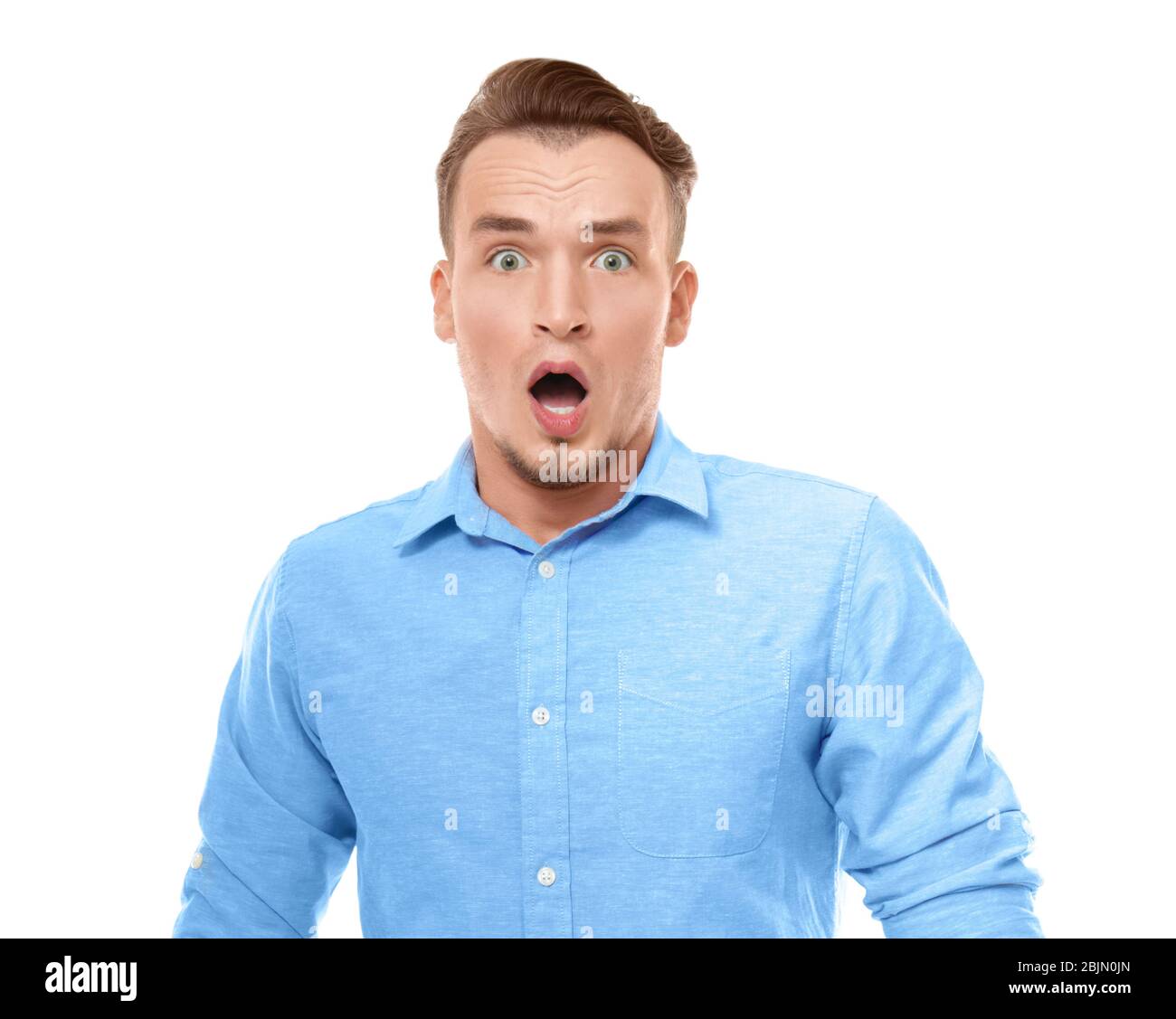 Portrait of emotional man on white background Stock Photo - Alamy