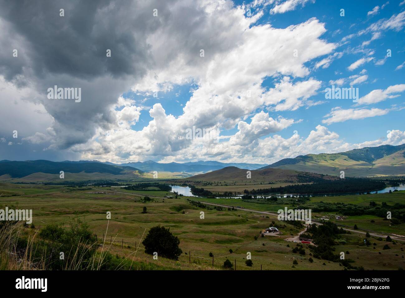 Aerial view of the Flathead River valley taken from the Bison Range ...