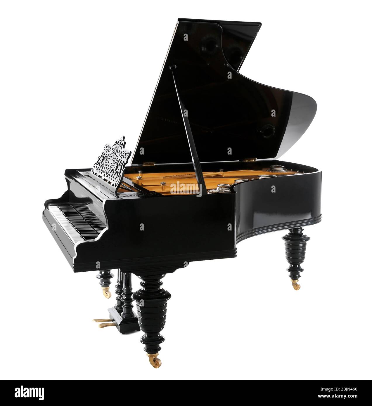 Grand piano on white background Stock Photo - Alamy