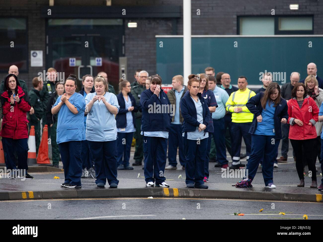 Staff at the royal infirmary of edinburgh watch as the hi-res stock ...