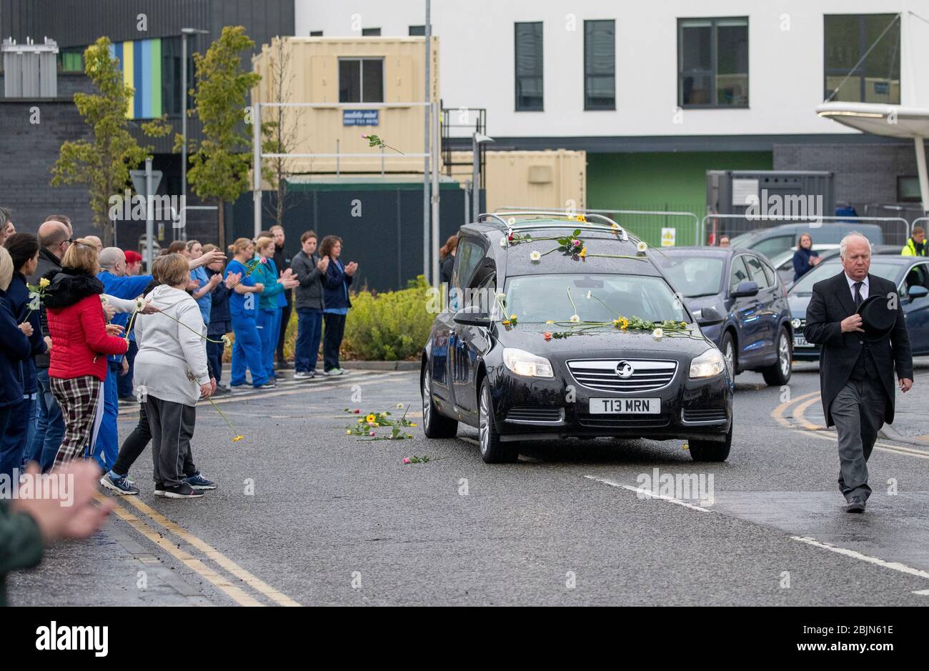 The funeral cortege of NHS worker Jane Murphy passes the Accident and ...