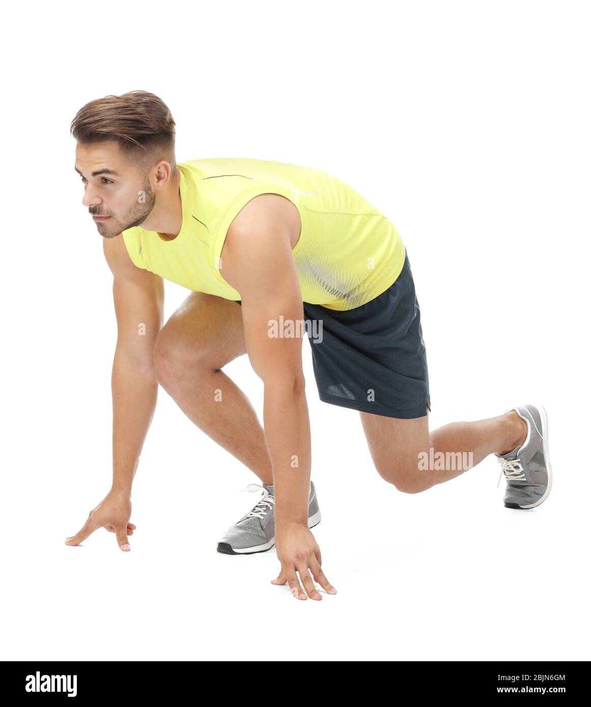 Athlete preparing run Cut Out Stock Images & Pictures - Alamy