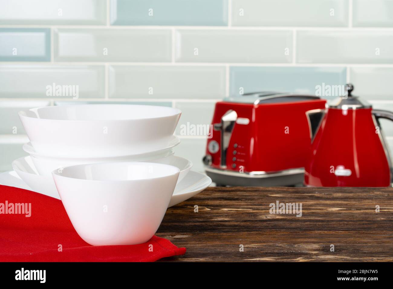 Various kitchen ware on a kitchen counter Stock Photo - Alamy