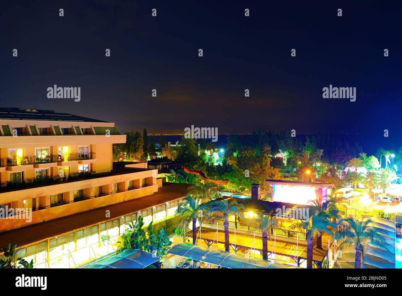 Picturesque view of tropical resort at night Stock Photo - Alamy