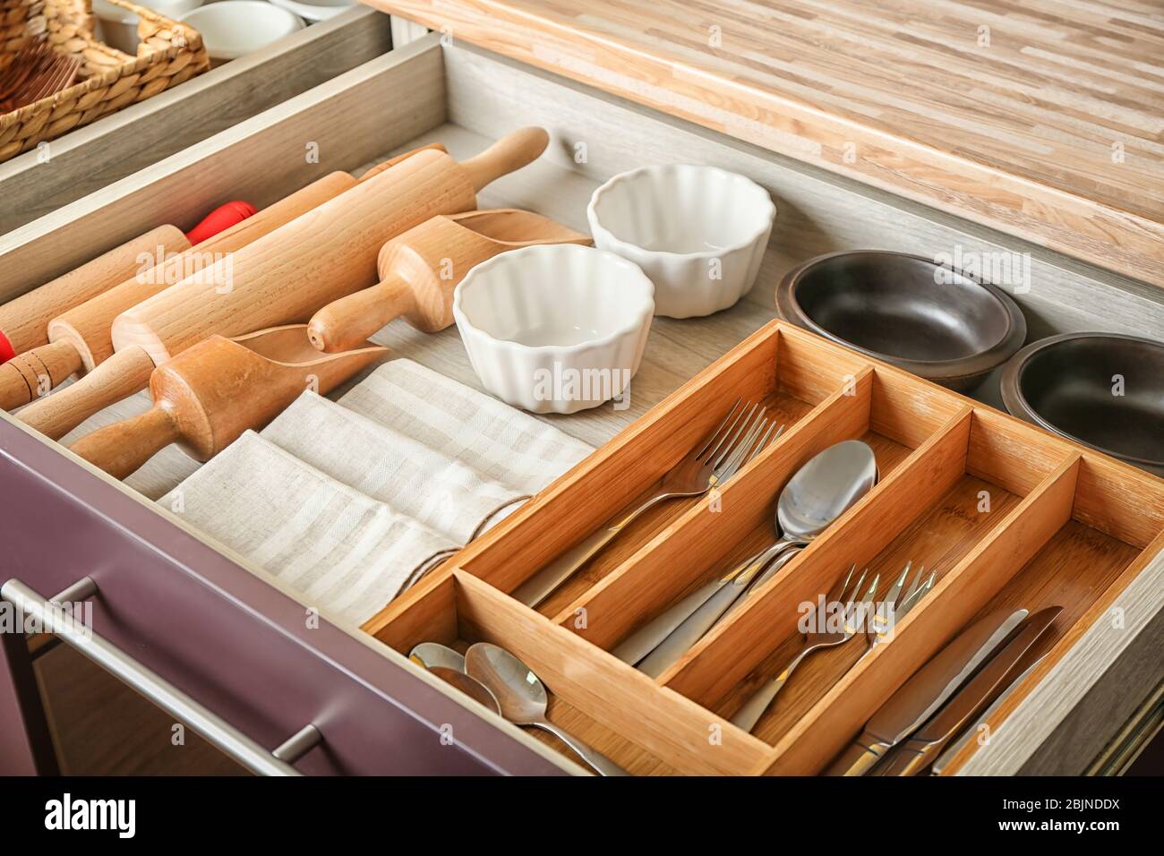 Kitchen Drawer Compartments Cutlery High Resolution Stock Photography ...