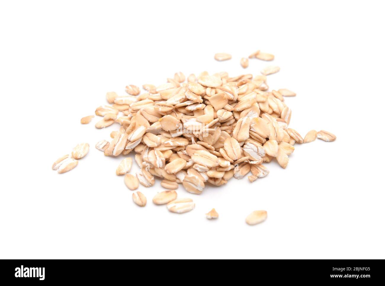 Pile of oatmeal flakes on white background Stock Photo - Alamy