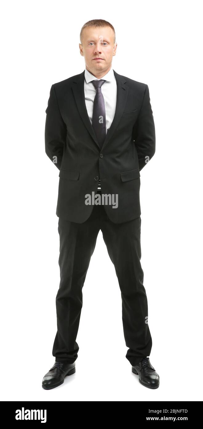 Male security guard on white background Stock Photo - Alamy