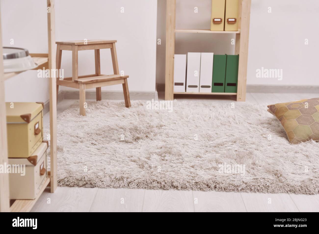 White soft carpet on floor indoors Stock Photo - Alamy