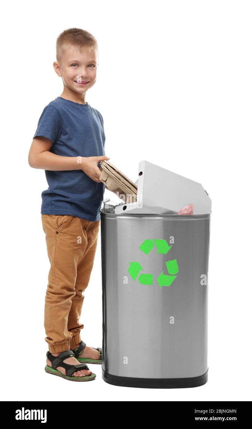 Child throwing rubbish bin Cut Out Stock Images & Pictures - Alamy