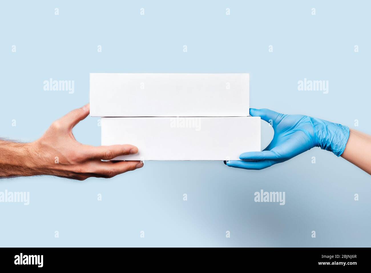 Safe delivery with care for yourself and others. Front view to delivery ...