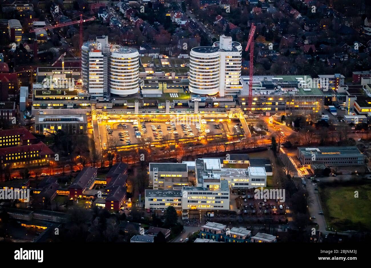 university hospital, Universitaetsklinikum Muenster - UKM at night, 17. ...