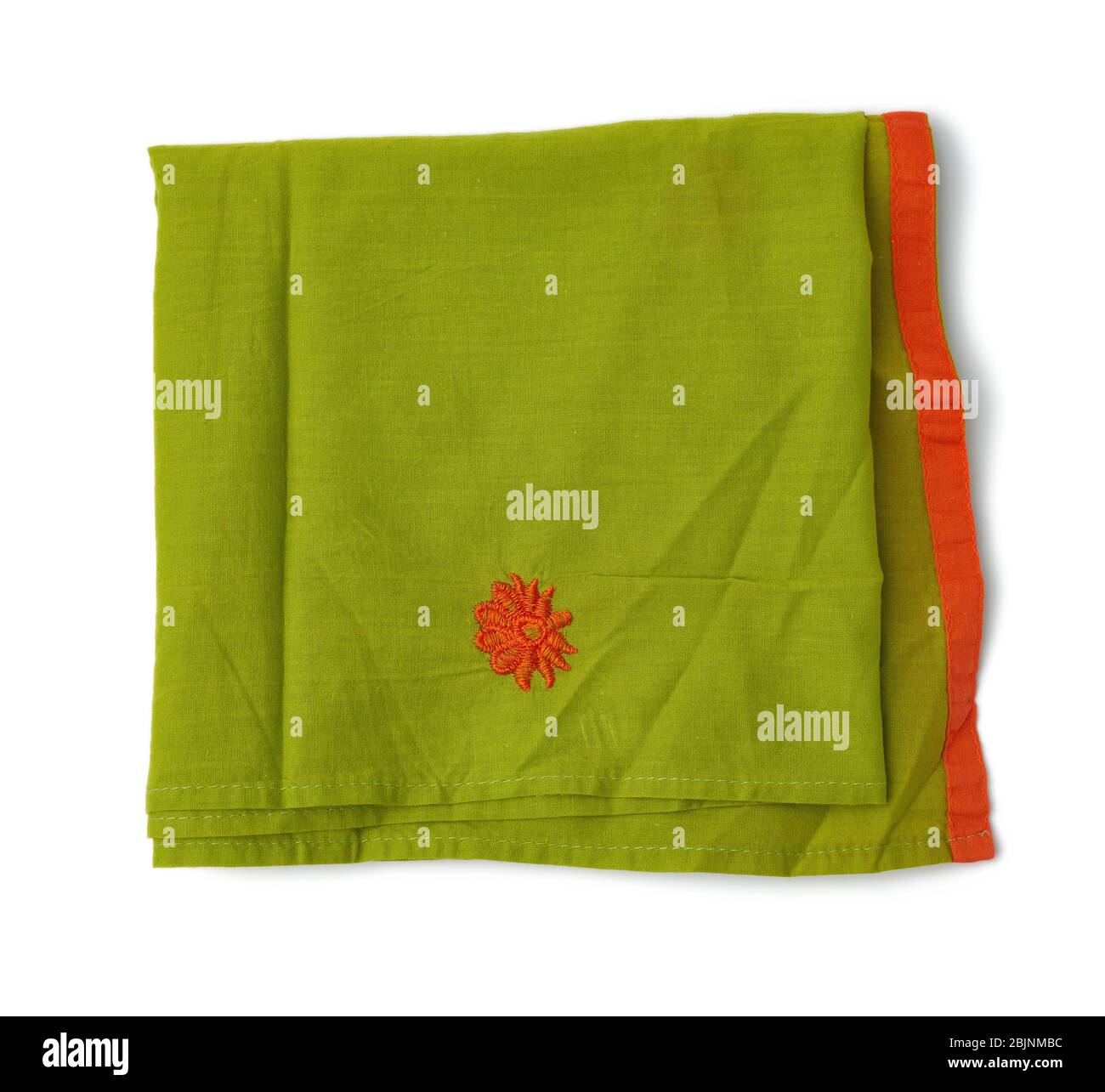 folded green cotton fabric isolated on white background, top view Stock ...