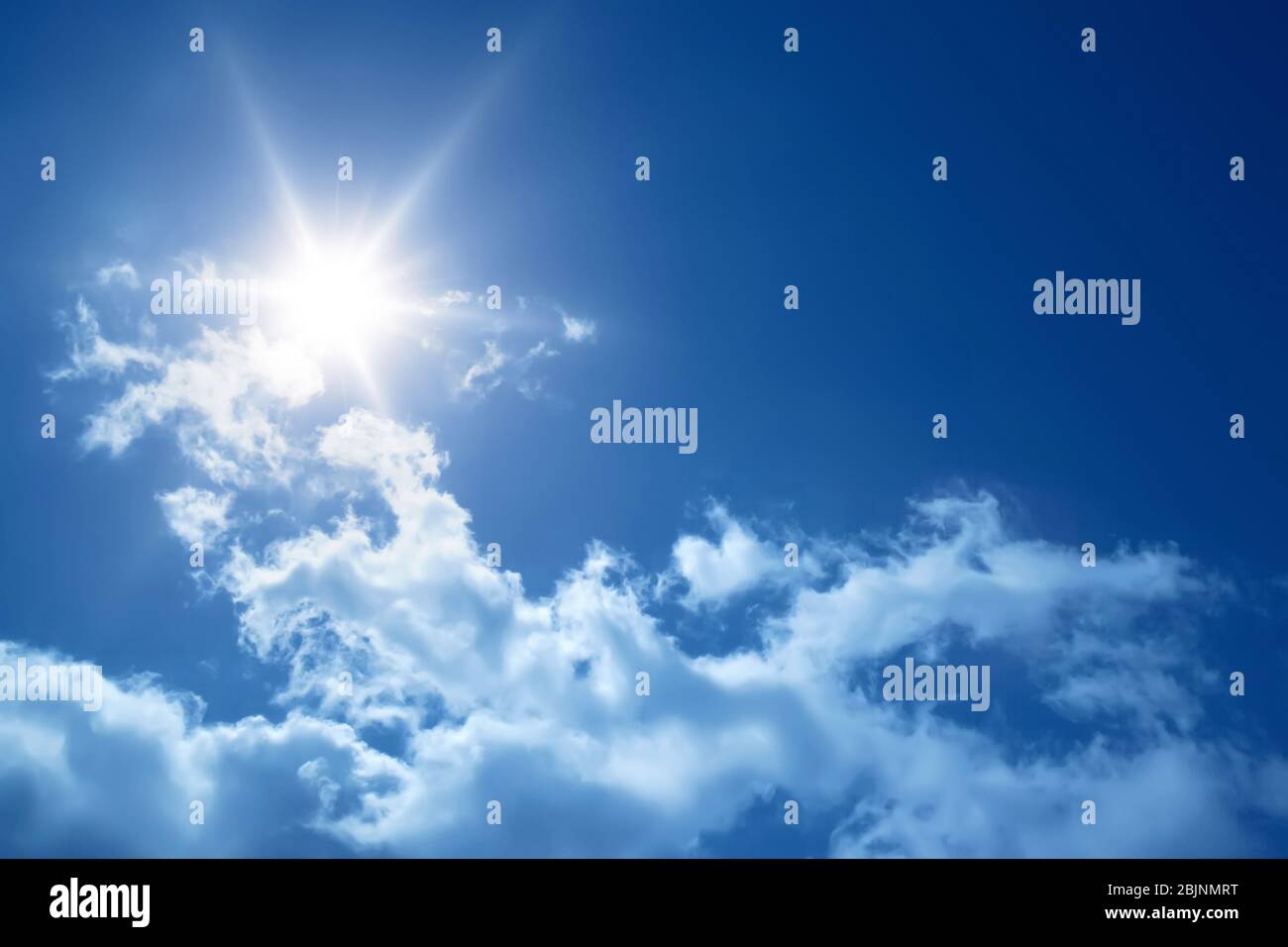 blue sky with sun and clouds, Germany, Bavaria Stock Photo - Alamy