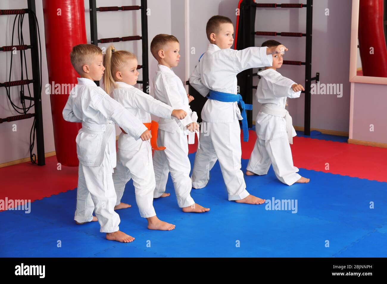 Little children practicing karate in dojo Stock Photo - Alamy