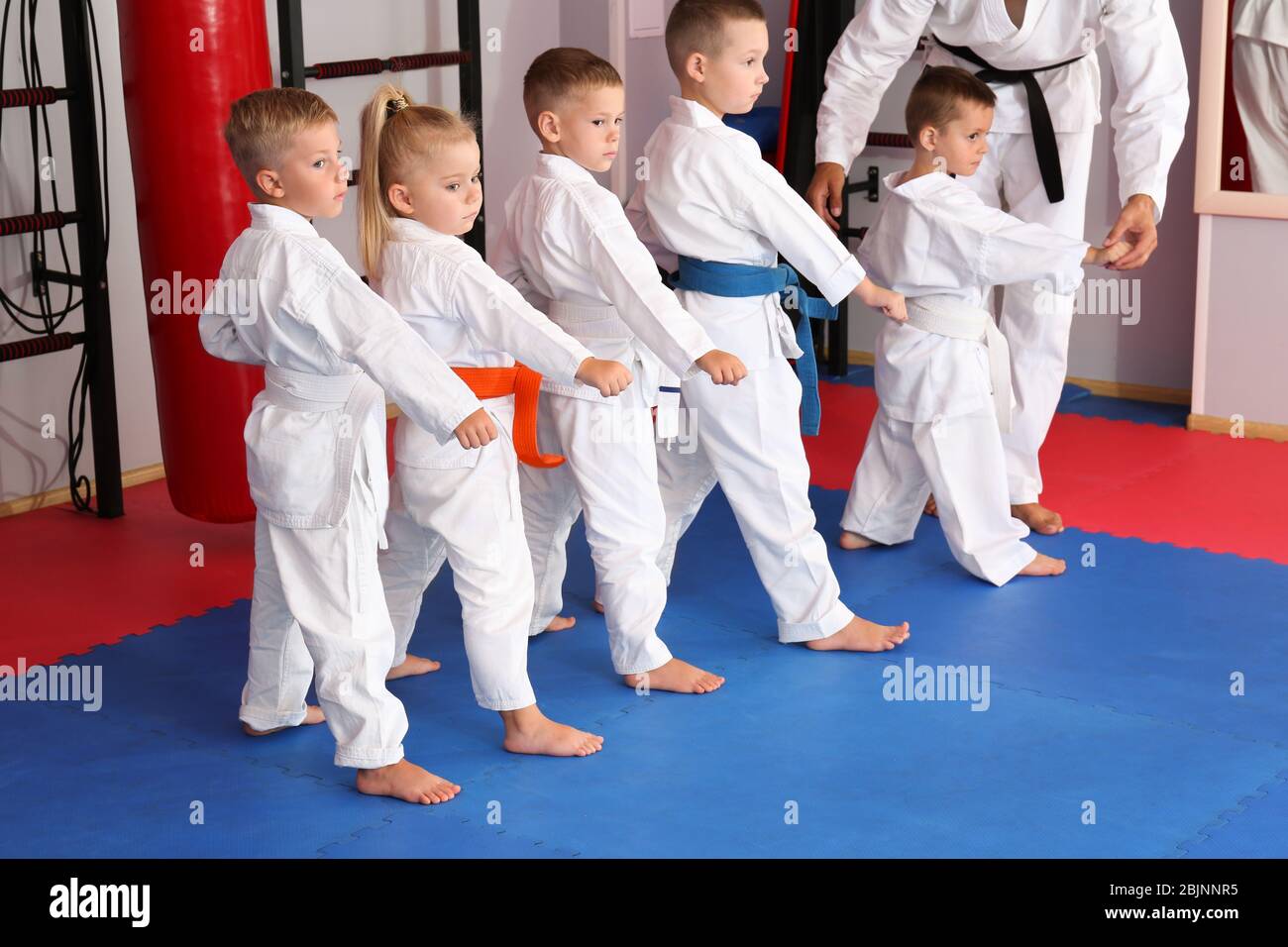 Little children practicing karate in dojo Stock Photo - Alamy