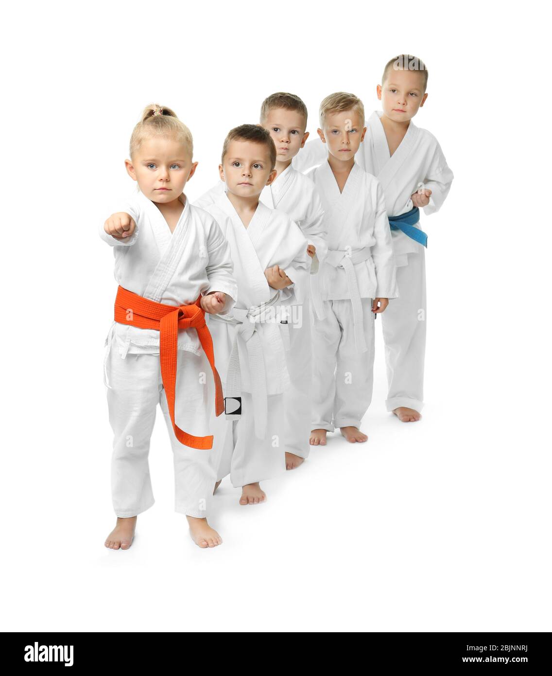 Little children practicing karate on white background Stock Photo - Alamy