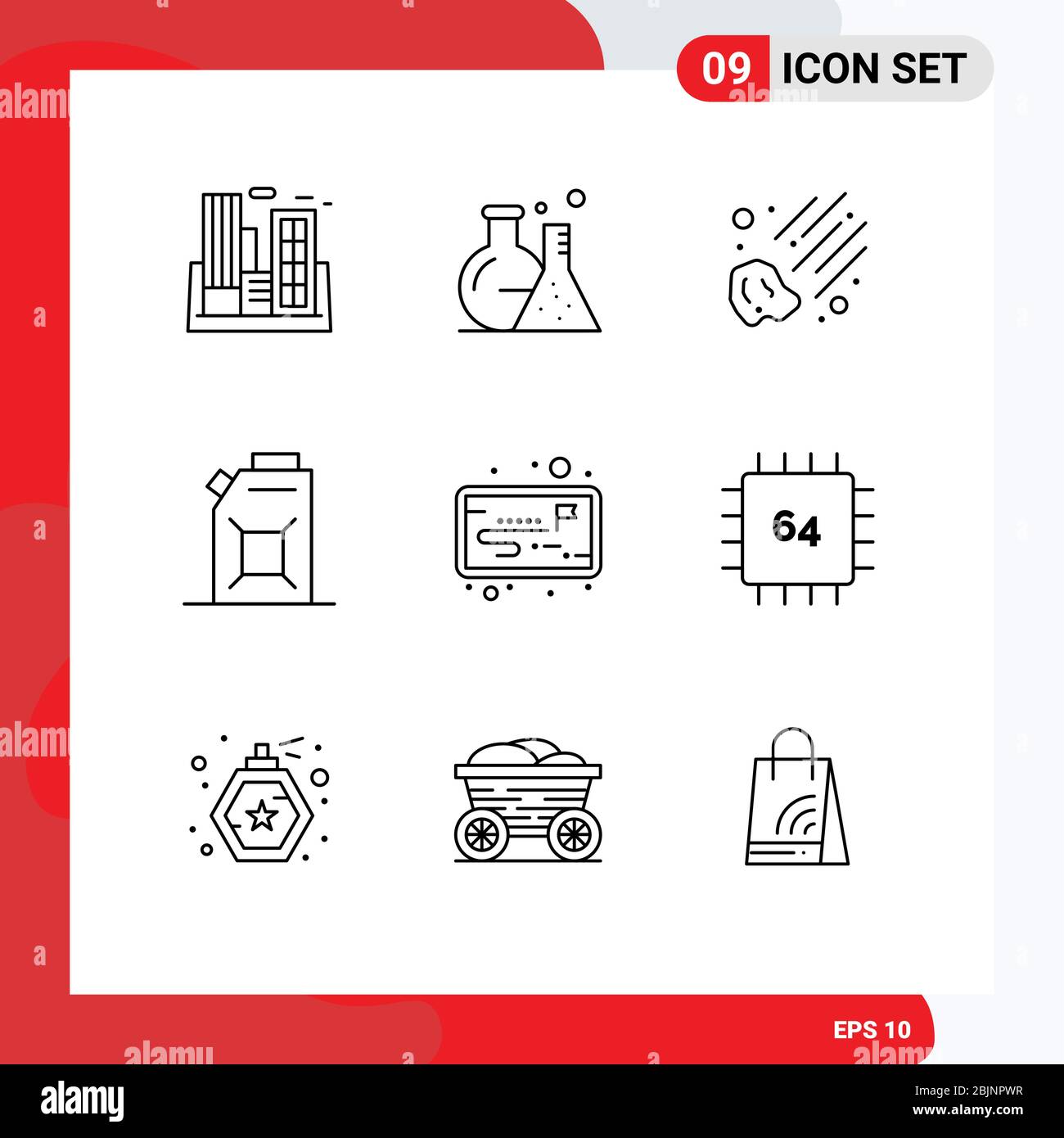 Outline Pack of 9 Universal Symbols of workflow, project, science, oil ...