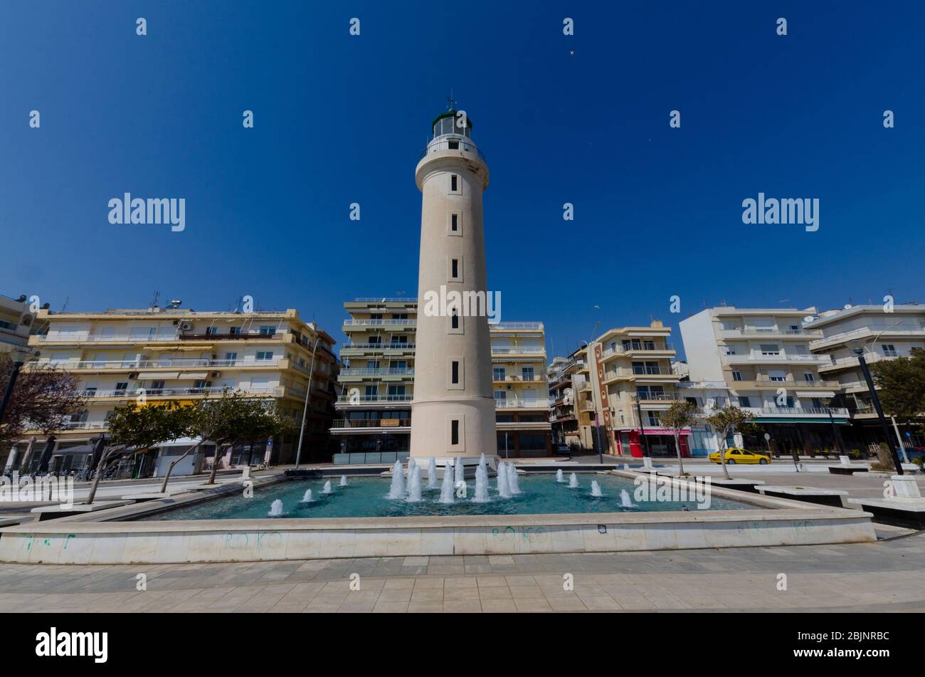 The famous lighthouse on the promenade in the northern coastal city of ...