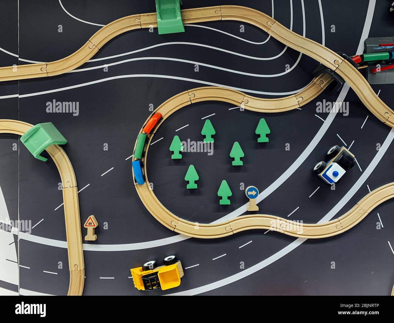 children's toys road with machines for developing games Stock Photo - Alamy