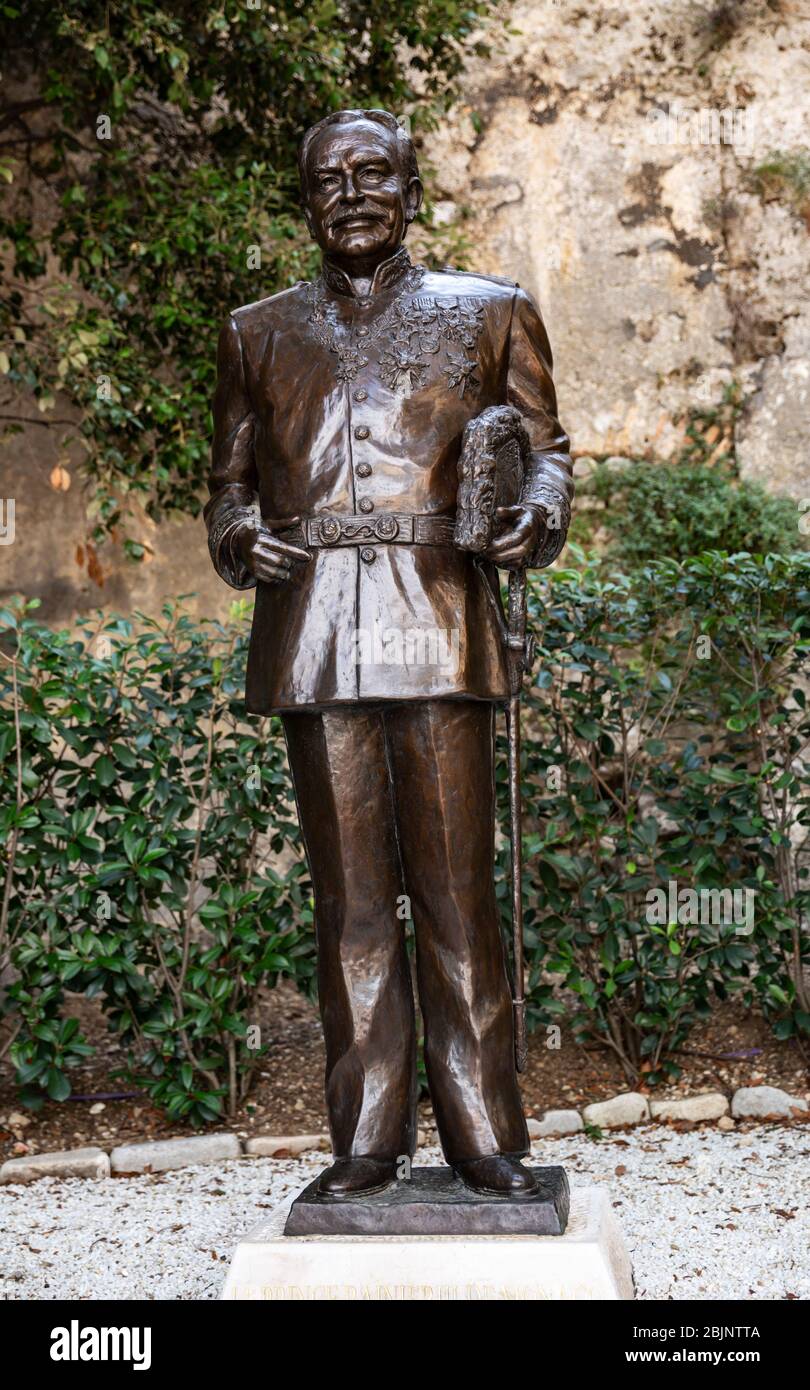 Prince Rainier III statue on Rampe de la Major stairway, the Royal ...