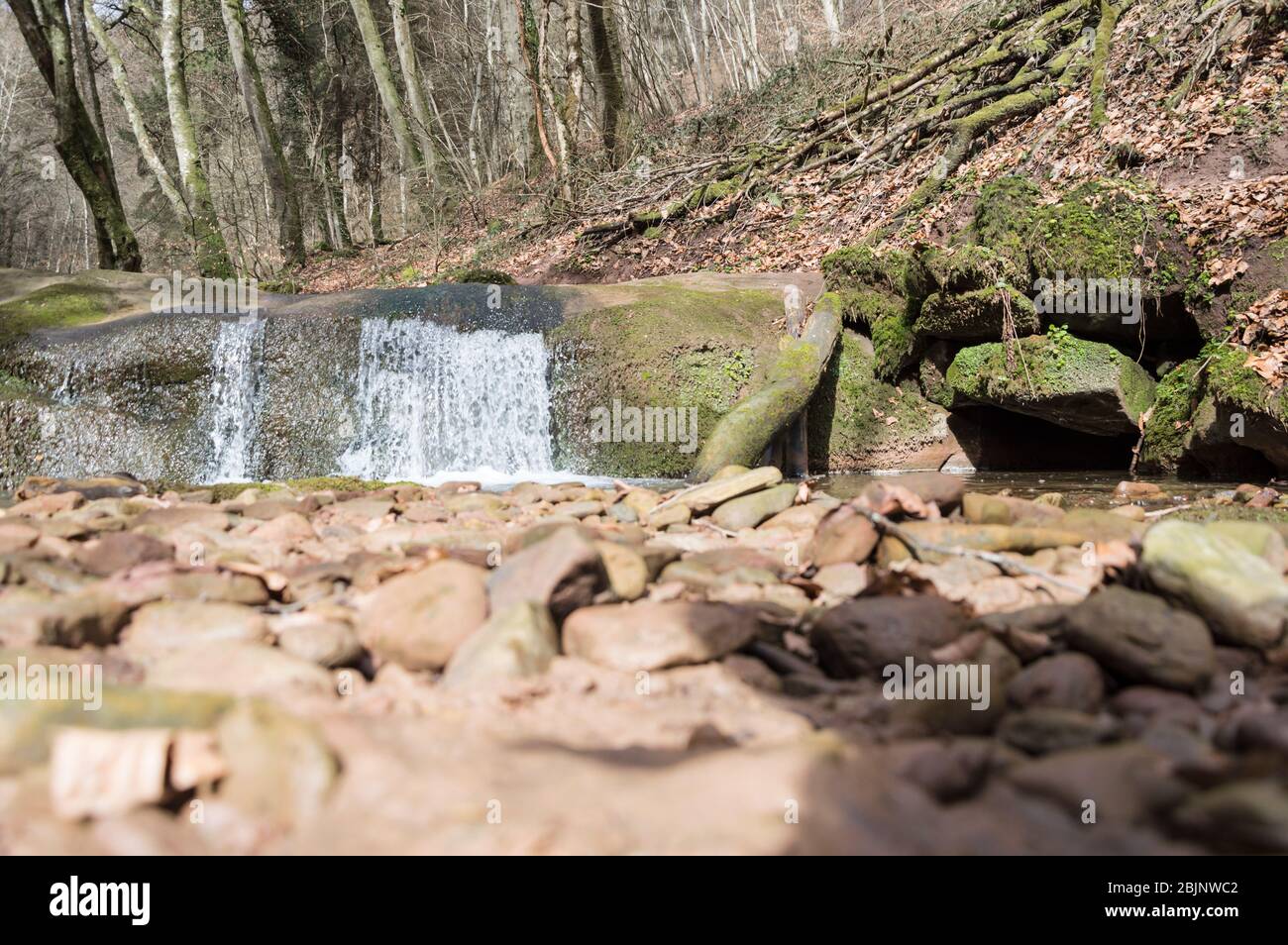 Little waterfall and dried out riverbed Stock Photo - Alamy