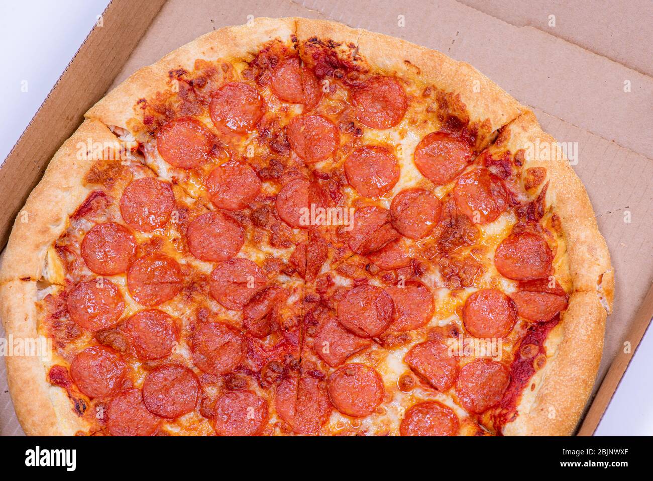 pizza with sausage close up isolated on white background Stock Photo ...