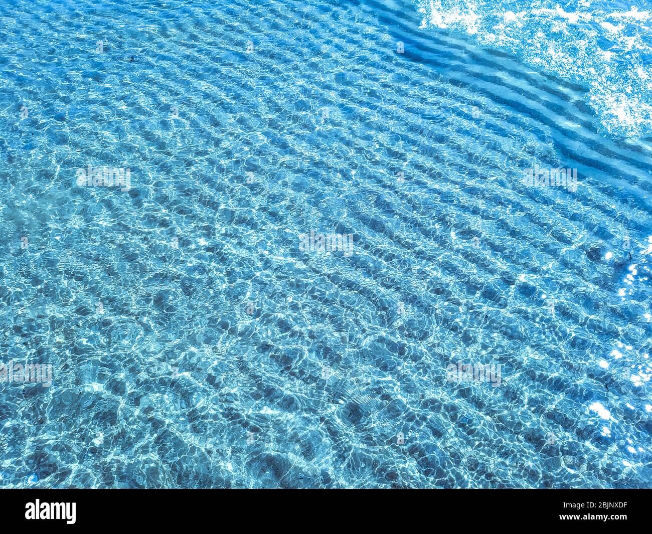Background shot of aqua water surface. Swimming pool with sunny ...