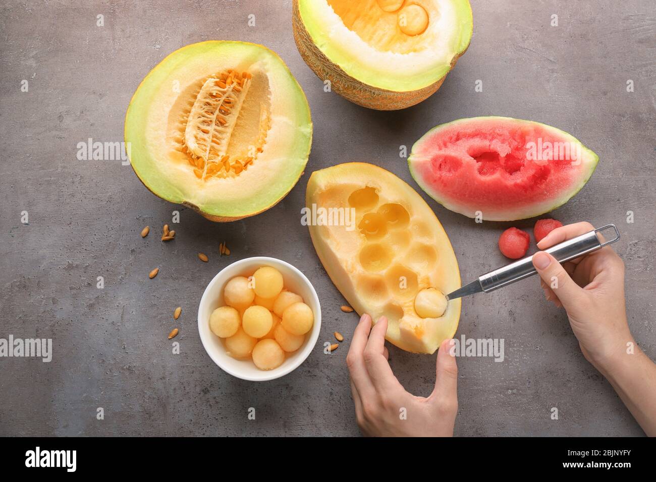 Making melon balls hi-res stock photography and images - Alamy