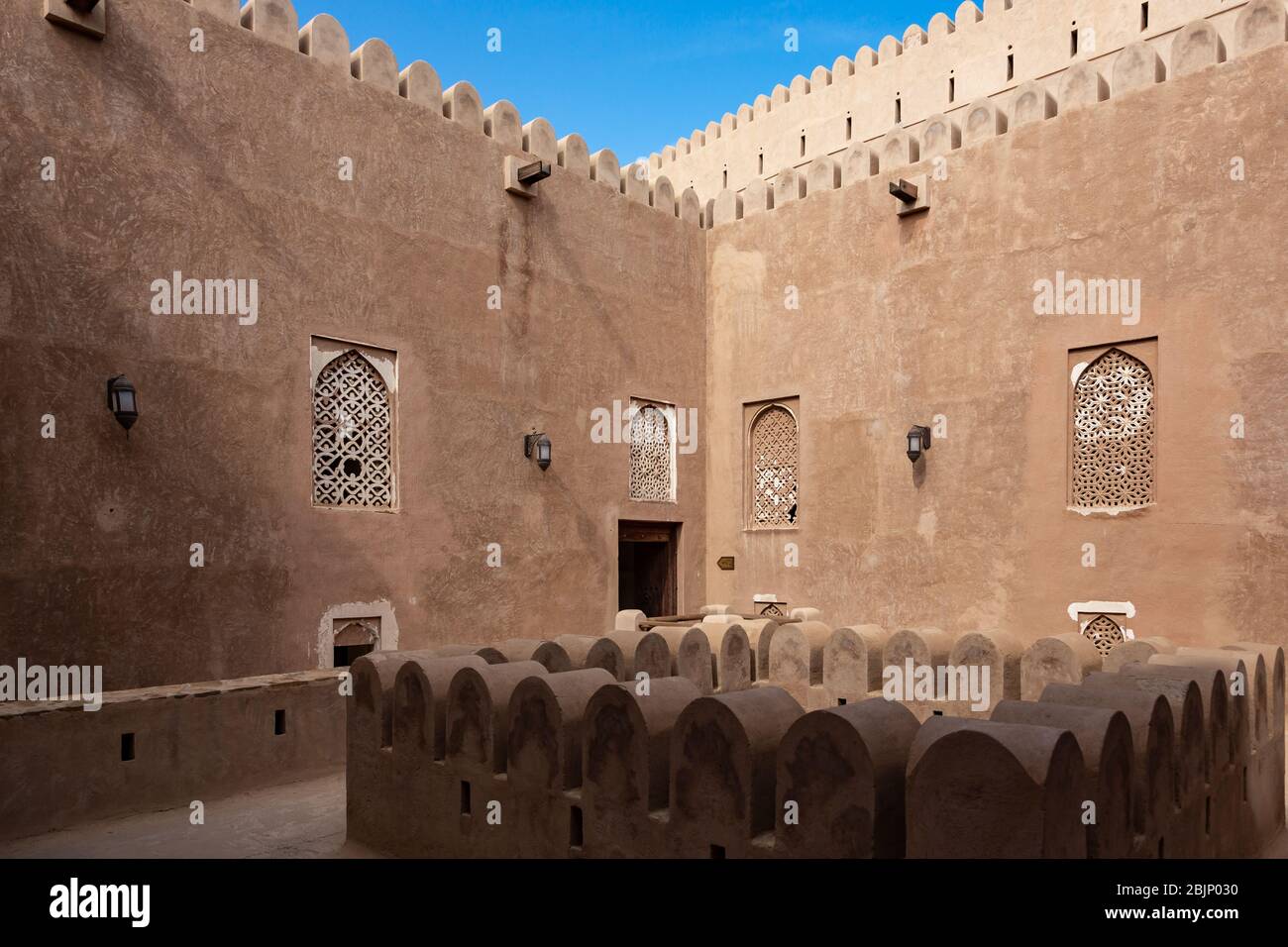 Inner courtyard of Al Hazm castle in Oman Stock Photo - Alamy