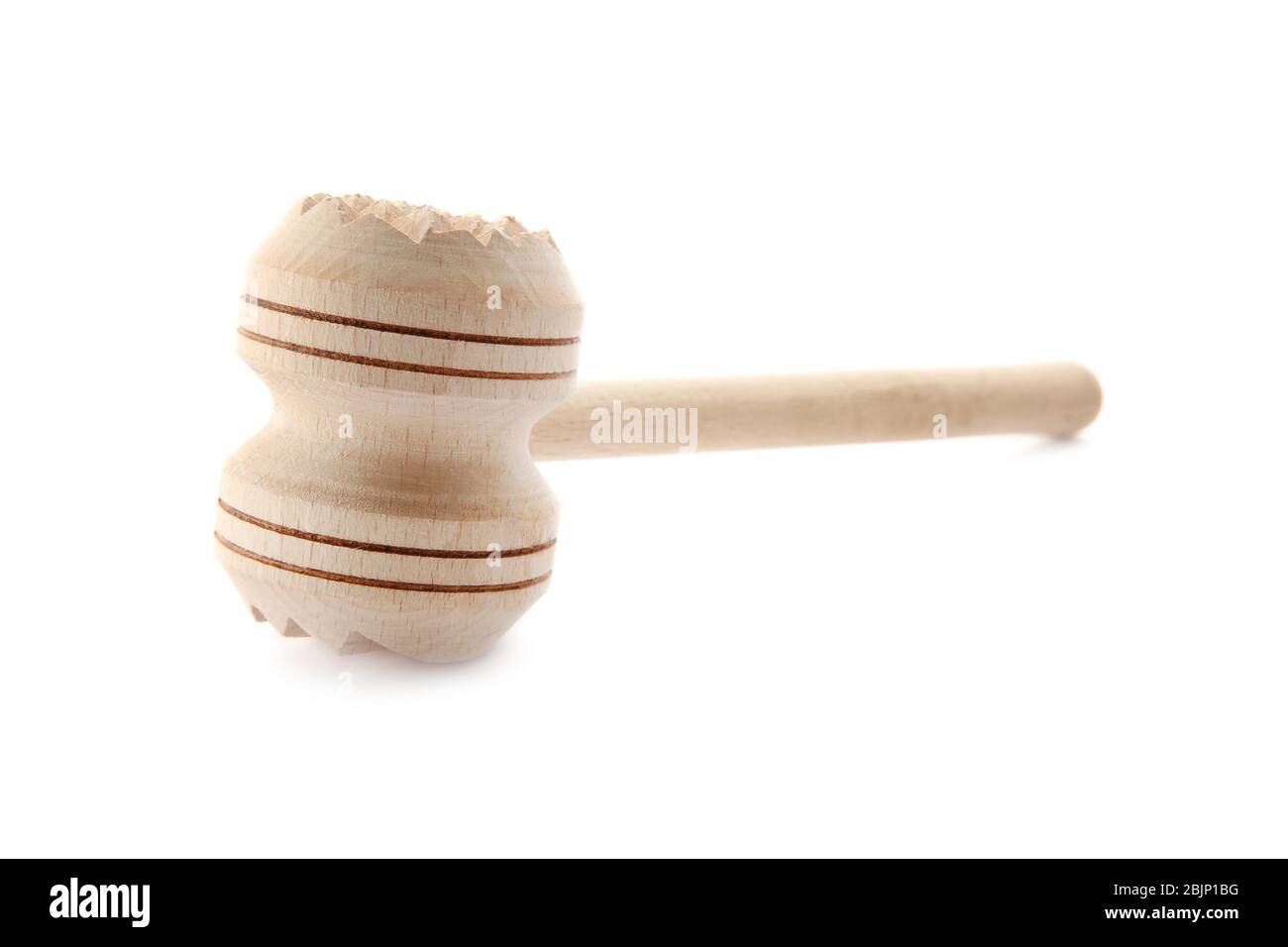 Wooden meat hammer on white background Stock Photo - Alamy