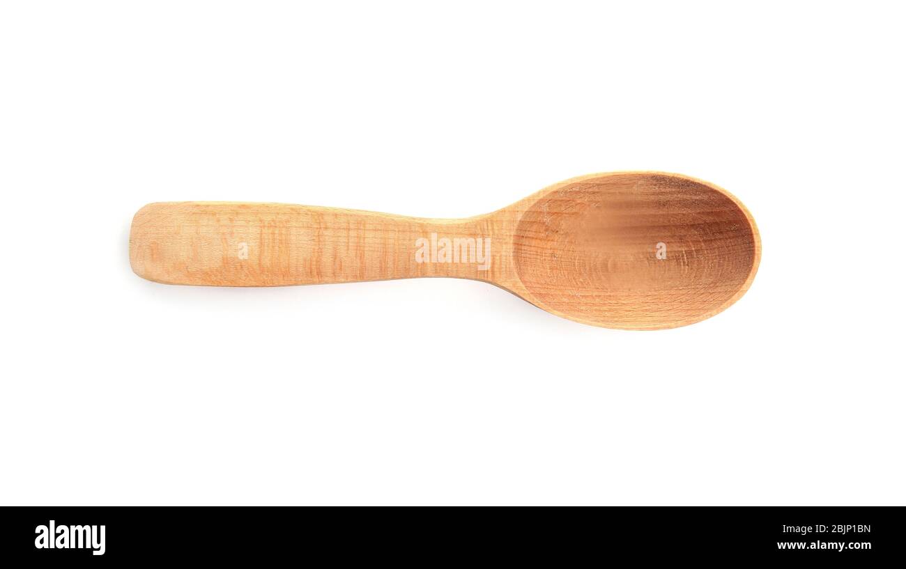 Wooden spoon on white background Stock Photo - Alamy
