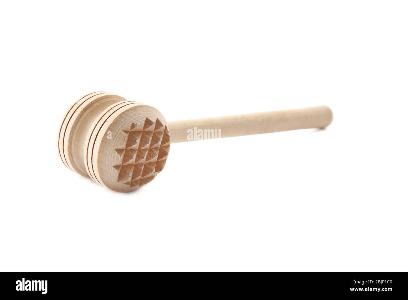 Wooden meat hammer on white background Stock Photo - Alamy