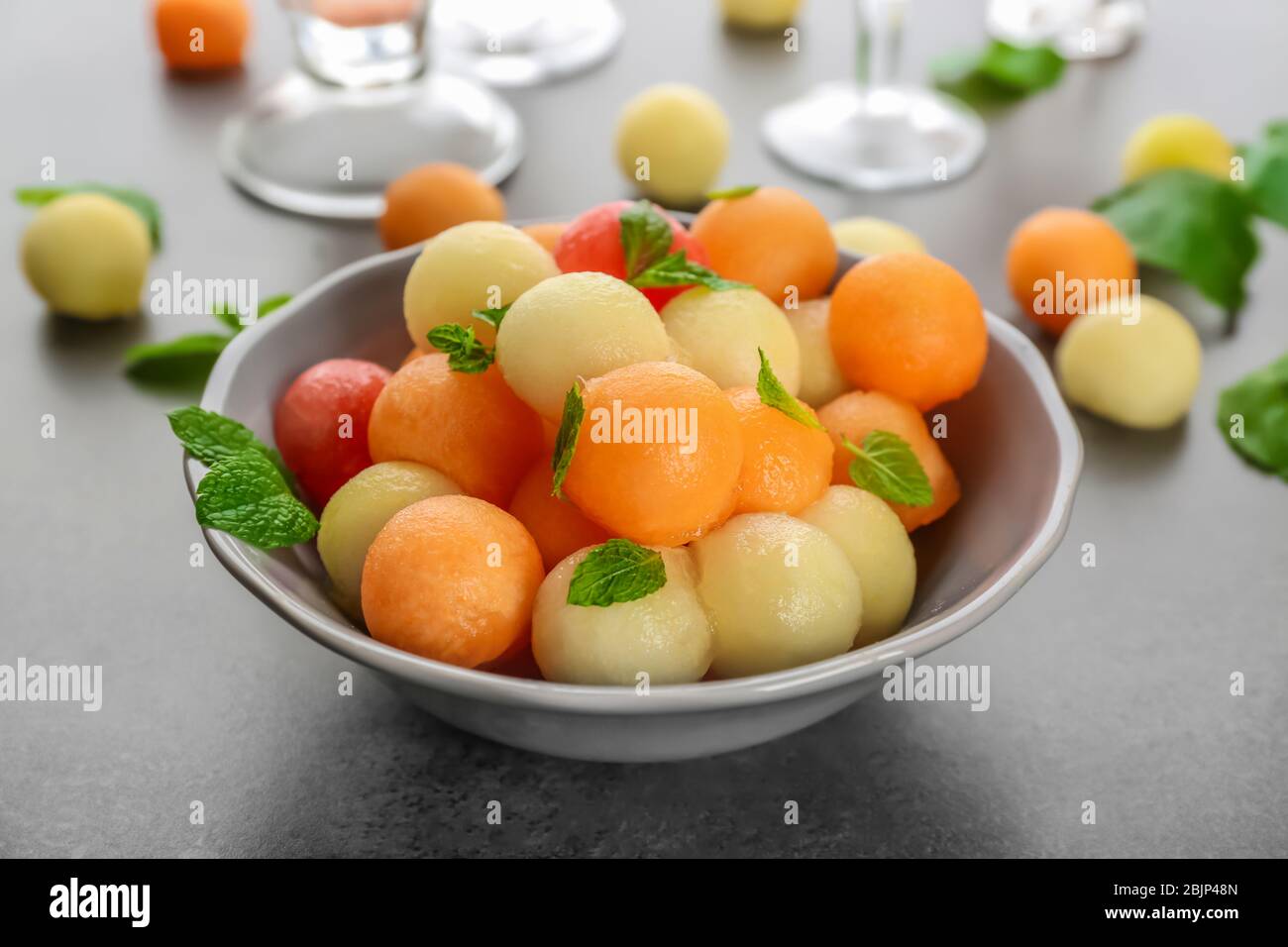 Fruit salad watermelon balls mint hi-res stock photography and images ...