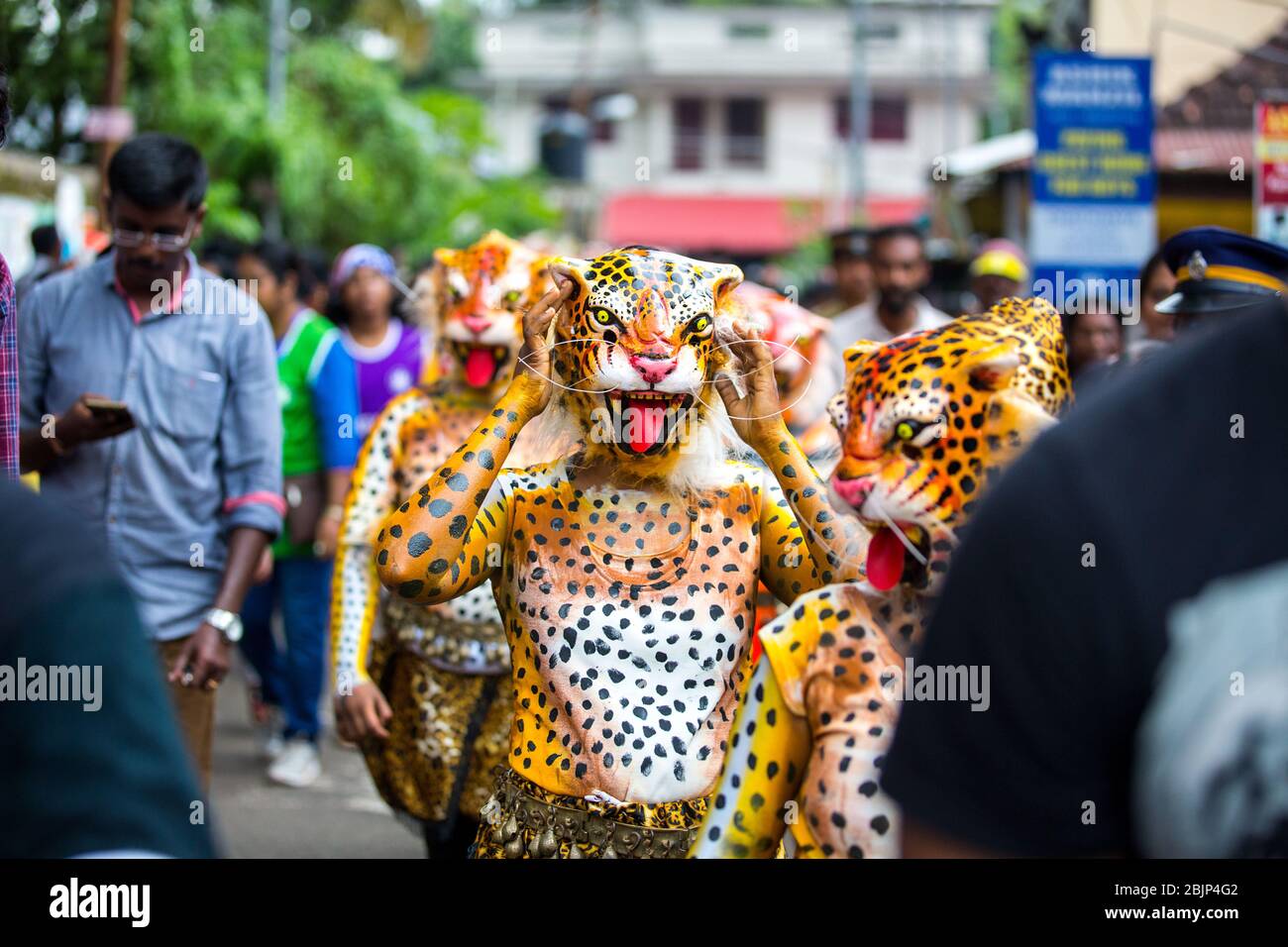 pulikkali or tiger dance performers from the streets of thrissur ...