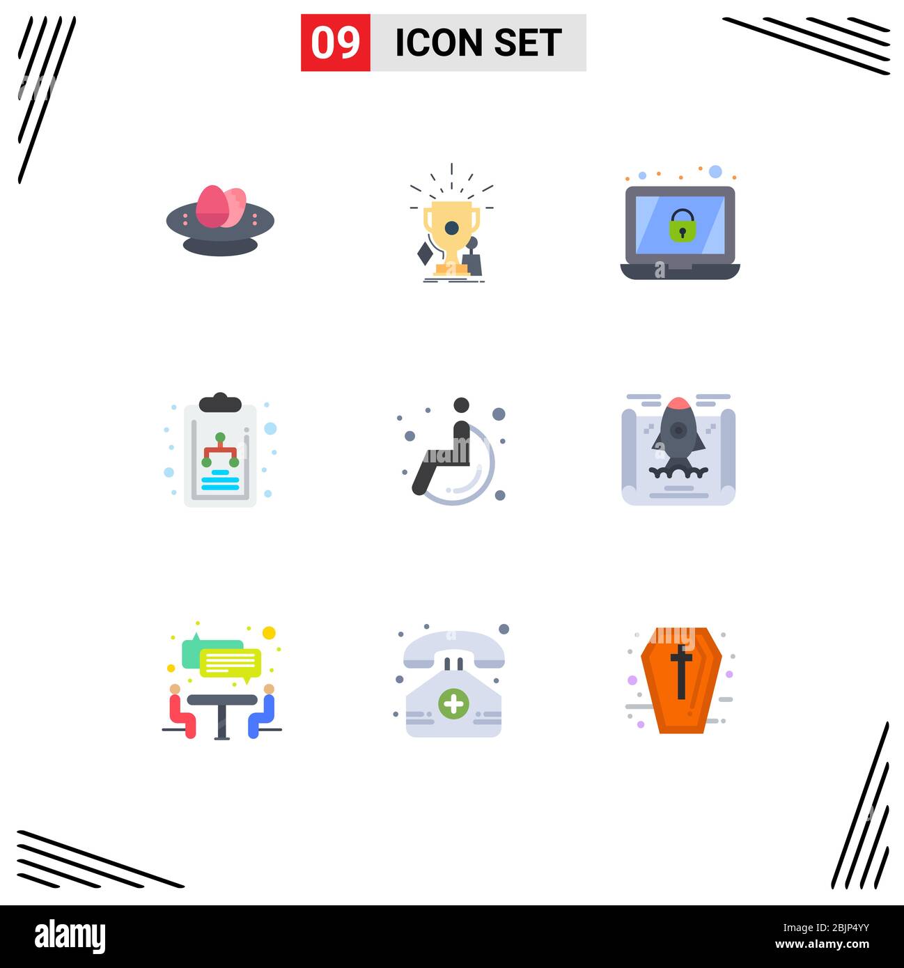 9 Universal Flat Color Signs Symbols of wheel, organization chart ...