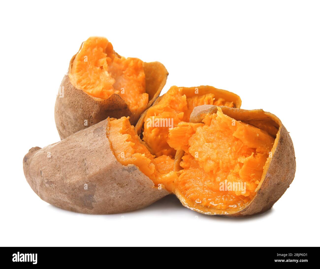 Baked sweet potato on white background Stock Photo - Alamy