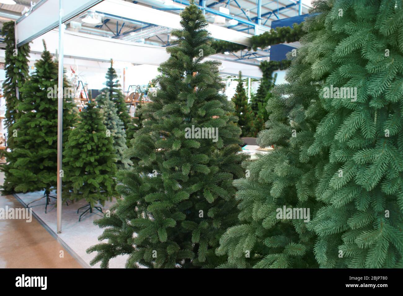 Christmas trees in shopping center Stock Photo - Alamy