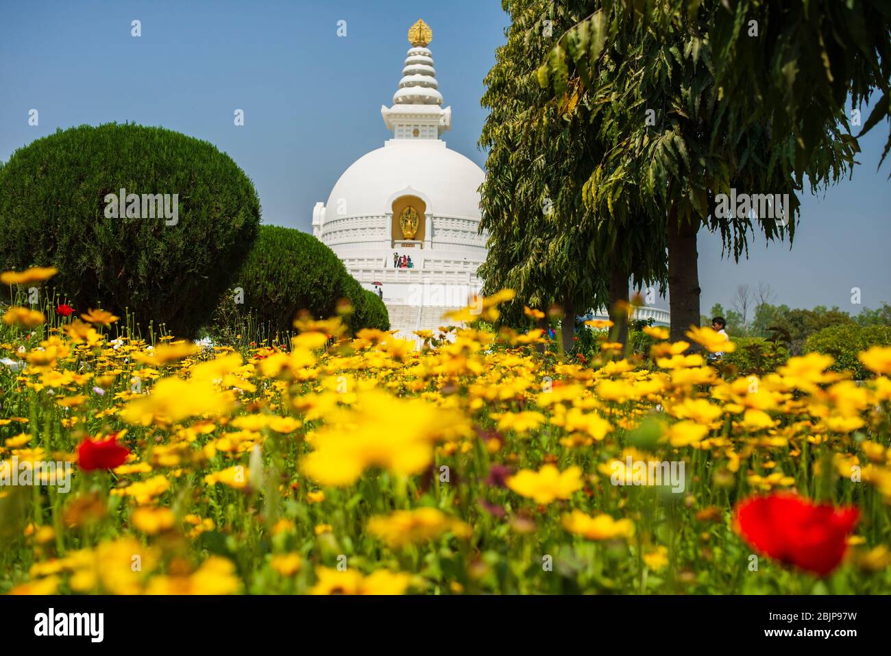 The World Peace Pagoda on the territory of the Monastic Zone, Lumbini ...