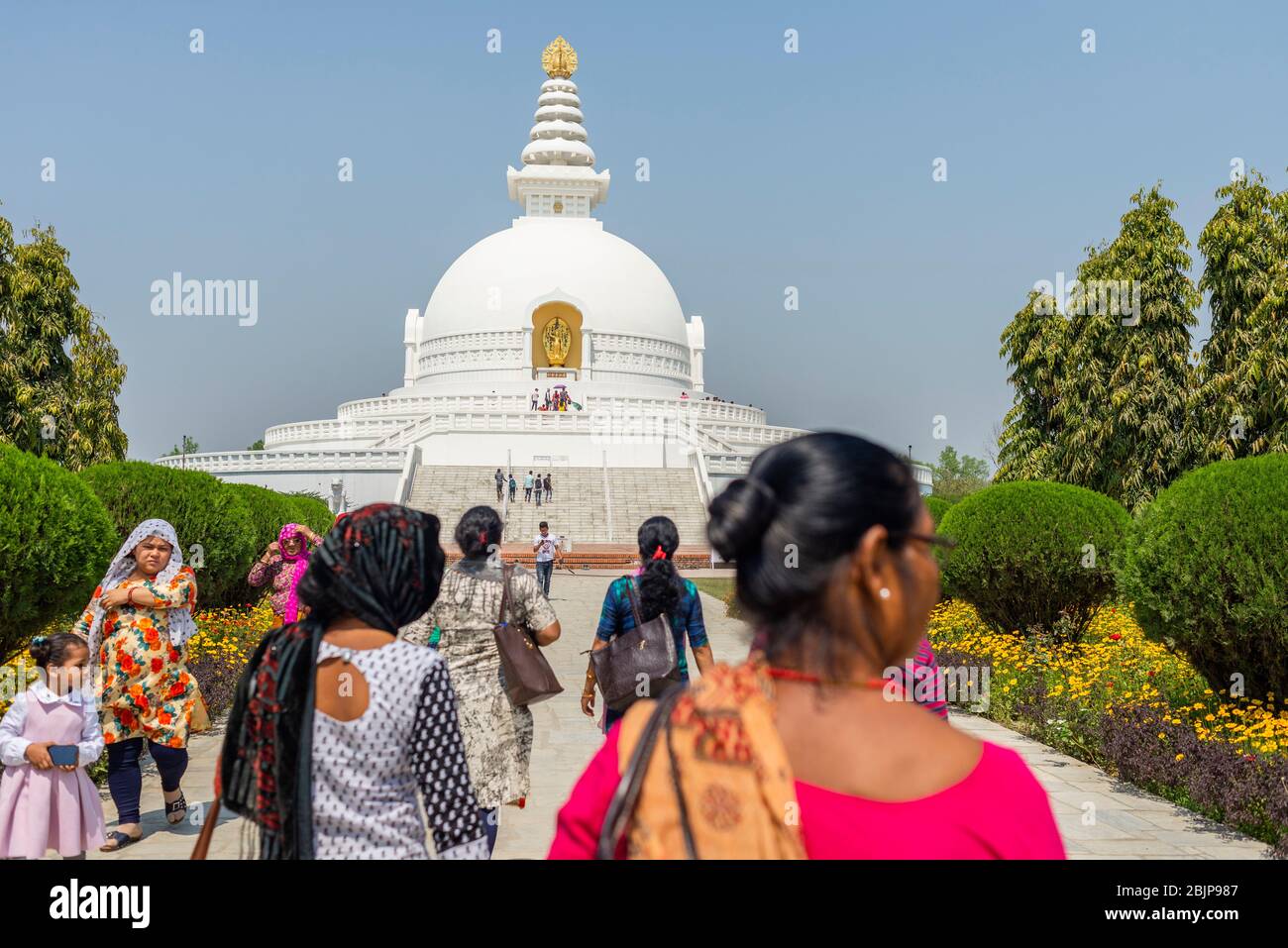 The World Peace Pagoda on the territory of the Monastic Zone, Lumbini ...