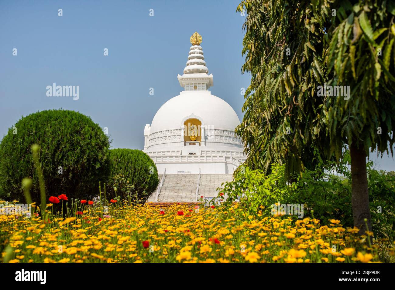 The World Peace Pagoda on the territory of the Monastic Zone, Lumbini ...