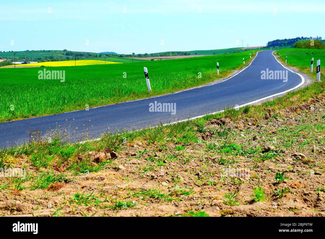 empty road through spring landscape in the Eifel Stock Photo - Alamy