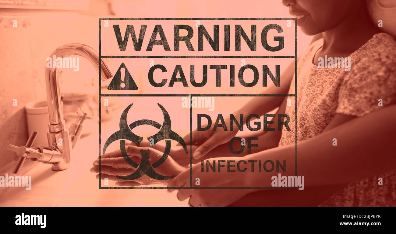 Digital illustration of warning sign with hazard sign with Warning with ...