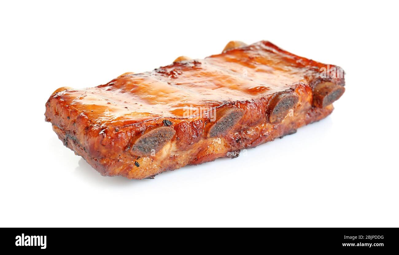 Delicious grilled ribs on white background Stock Photo - Alamy