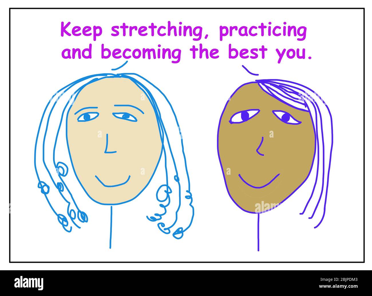 Color cartoon of two smiling, ethnically diverse women saying to keep ...