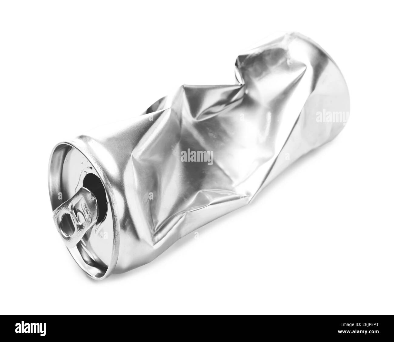 Crumpled empty can on white background Stock Photo - Alamy